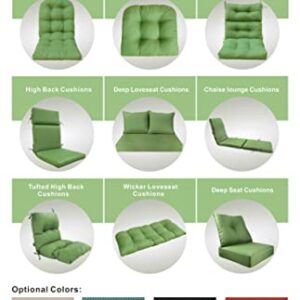 BOSSIMA Outdoor Indoor High Back Chair Tufted Cushions Comfort Replacement Patio Seating Cushions Set of 2 Deep Green