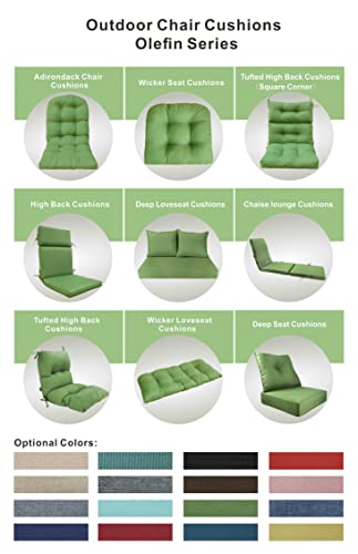 BOSSIMA Outdoor Indoor High Back Chair Tufted Cushions Comfort Replacement Patio Seating Cushions Set of 2 Deep Green