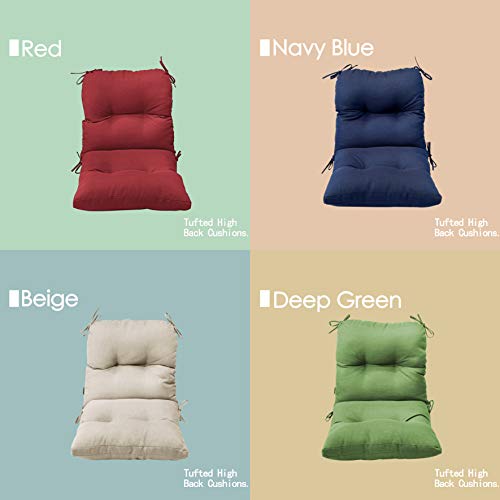 BOSSIMA Outdoor Indoor High Back Chair Tufted Cushions Comfort Replacement Patio Seating Cushions Set of 2 Deep Green