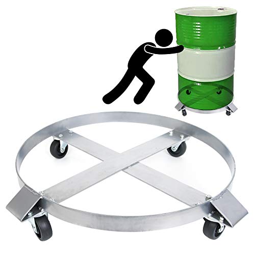 Rocktric Heavy Duty Drum Dolly 1000 Pound - Trash Can Dolly 55 Gallon Swivel Casters Wheel Steel Frame Dolly Cart Non Tipping Hand Truck Capacity Dollies