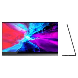 UPERFECT 4K Portable Monitor Touchscreen, S Gravity Sensor Automatic Rotate 15.6'' Slimmest 100% Adobe RGB 10-Point Touch UHD 2 USB C Monitor Bracket Integrated & Frameless Bezel Glass Laptop Display