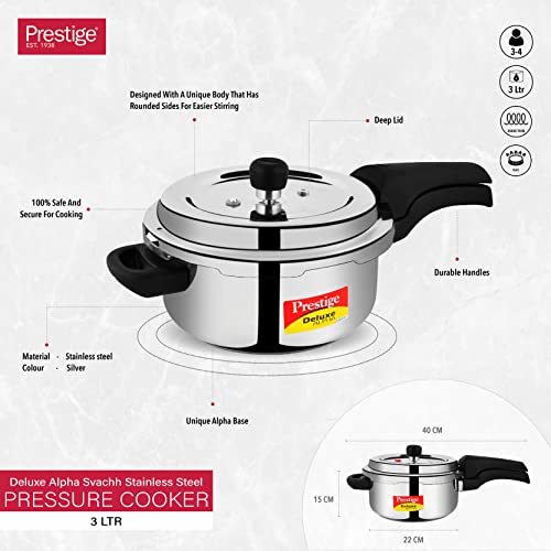 Prestige PRASV3 Pressure Cooker, 3 Liter, Silver