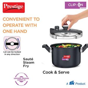 Prestige Svachh Clip-on 5 Litre Hard Anodised Pressure Cooker, Black