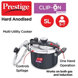 Prestige Svachh Clip-on 5 Litre Hard Anodised Pressure Cooker, Black