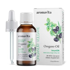 aromavita, imunon greek oregano oil - essential oil oregano containing over 86-90% carvacrol - natural, vegan friendly oregano oil dietary supplement