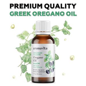 AROMAVITA, ImunON Greek Oregano Oil - Essential Oil Oregano Containing Over 86-90% Carvacrol - Natural, Vegan Friendly Oregano Oil Dietary Supplement