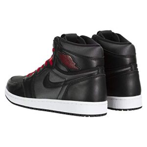 jordan mens air 1 retro high og 555088 060 black satin/gym red - size 9.5