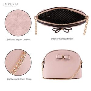 Emperia Eva Small Cute Saffiano Faux Leather Dome Crossbody Bags Shoulder Bag Purse Handbags for Women Blush