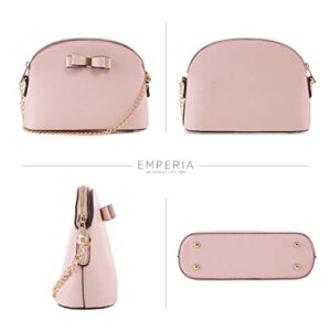 Emperia Eva Small Cute Saffiano Faux Leather Dome Crossbody Bags Shoulder Bag Purse Handbags for Women Blush