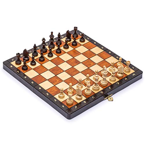 Husaria Magnetic Wooden Portable Travel Chess Game Set - 11"