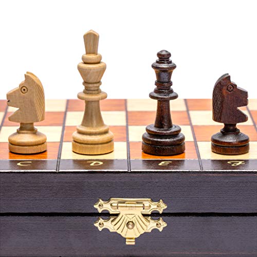 Husaria Magnetic Wooden Portable Travel Chess Game Set - 11"