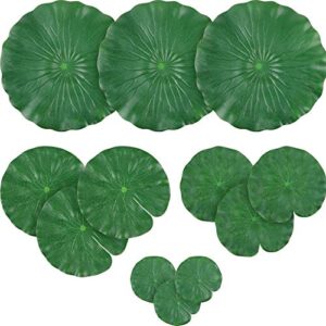 willbond 12 pieces 4 kinds artificial lotus leaves floating foam ornament lily pads foliage pond decor water lily leaves for patio koi fish pond pool aquarium decoration