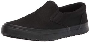 skechers women's canvas slip on food service shoe, black, 7.5