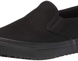 Skechers Women's Canvas Slip on Food Service Shoe, Black, 7.5