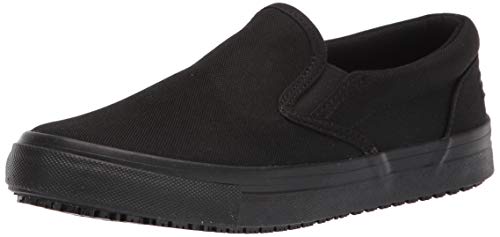 Skechers Women's Canvas Slip on Food Service Shoe, Black, 7.5