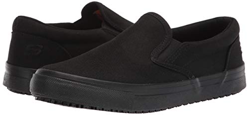 Skechers Women's Canvas Slip on Food Service Shoe, Black, 7.5