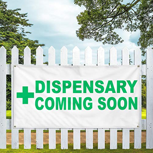 Vinyl Banner Multiple Sizes Dispensary Coming Soon Green Health & Medical Outdoor Weatherproof Industrial Yard Signs 8 Grommets 48x96Inches