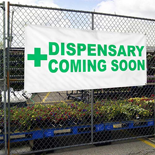 Vinyl Banner Multiple Sizes Dispensary Coming Soon Green Health & Medical Outdoor Weatherproof Industrial Yard Signs 8 Grommets 48x96Inches