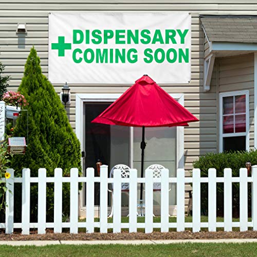 Vinyl Banner Multiple Sizes Dispensary Coming Soon Green Health & Medical Outdoor Weatherproof Industrial Yard Signs 8 Grommets 48x96Inches