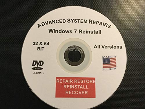 Advanced System Repairs - Compatible with All Versions of Windows 7 Recovery Disc for 32- & 64-Bit Systems. Recover, Repair, Restore or Re-install to Factory Fresh!