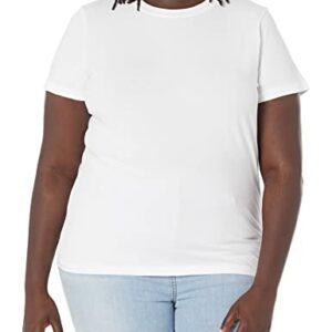 The Drop Women's Courtney Short-Sleeve Tiny Crew Neck Jersey T-Shirt, White, 3X Plus Size