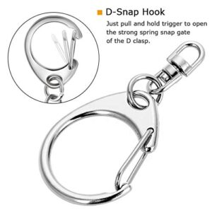 Roctee 50 pcs Lobster Clasp Key, Keychain Clip, Swivel Clasps Lanyard Snap Hook, DIY Crafts Key Chain, Lobster Claw Clasp (Silver)