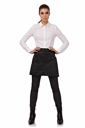 Chef Works Unisex Largo Half Bistro Apron, Black, One Size