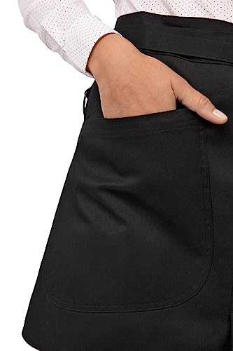 Chef Works Unisex Largo Half Bistro Apron, Black, One Size