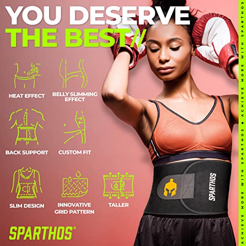 Sparthos Waist Trimmer Belt - Neoprene Waste Trainer Trainers Band for Workout, Sweat and Lose Stomach Fat - Sweet Burning Sauna Slimming Effect - Belly Tummy Weight Loss - for Men and Women (L)