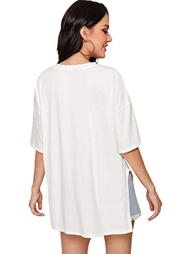 Floerns Women's Casual Basic Short Sleeve Loose T-Shirt Tee Tops A White S