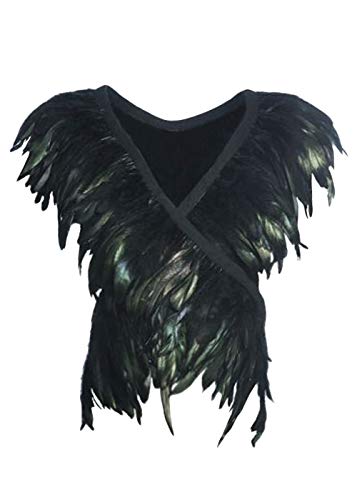 L'VOW Feather Boa Ribbon Punk Gothic Shawl Maleficent Costume for Halloween（Black）