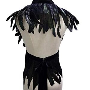 L'VOW Feather Boa Ribbon Punk Gothic Shawl Maleficent Costume for Halloween（Black）