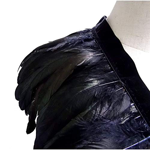 L'VOW Feather Boa Ribbon Punk Gothic Shawl Maleficent Costume for Halloween（Black）