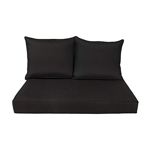 BOSSIMA Patio Furniture Cushions Comfort Deep Seat Glider Loveseat Cushion Indoor Outdoor Seating Cushions Black