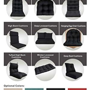 BOSSIMA Patio Furniture Cushions Comfort Deep Seat Glider Loveseat Cushion Indoor Outdoor Seating Cushions Black