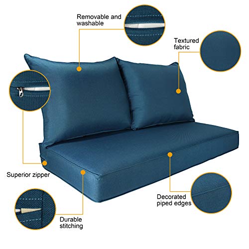 BOSSIMA Patio Furniture Cushions Comfort Deep Seat Glider Loveseat Cushion Indoor Outdoor Seating Cushions Black