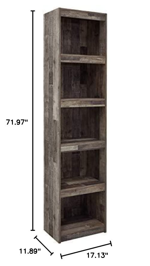 Signature Design by Ashley Derekson Rustic Pier with 3 Adjustable Shelves, Gray Pine