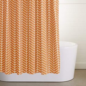 Amazon Basics Microfiber Terracotta Herringbone Printed Pattern Bathroom Shower Curtain - Terracotta Herringbone, 72 Inch