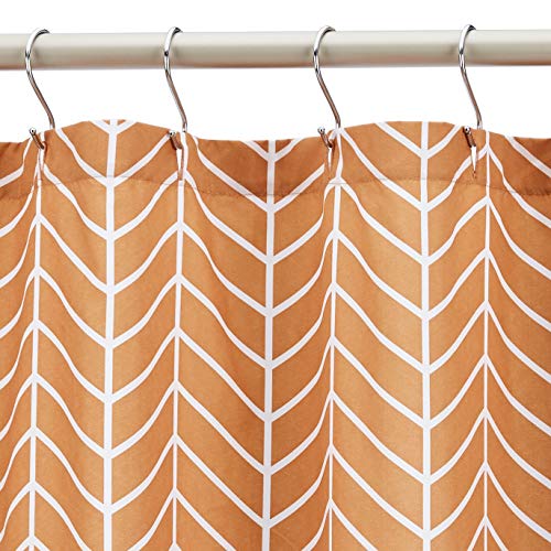 Amazon Basics Microfiber Terracotta Herringbone Printed Pattern Bathroom Shower Curtain - Terracotta Herringbone, 72 Inch