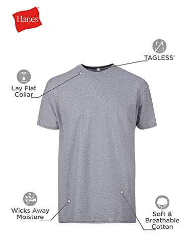 Hanes Men Hanes Men's Cotton Undershirt, Moisture-Wicking Crew Tee Undershirts, Multi-Packs