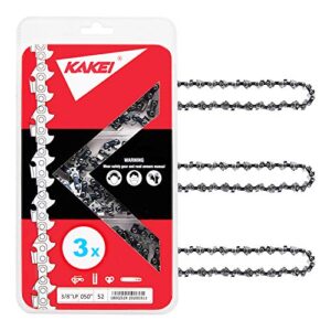 kakei 14 inch chainsaw chain fits husqvarna 120, echo cs-310, ryobi ry3714-3/8" lp pitch, 050" gauge, 52 drive links, s52 (3 chains)