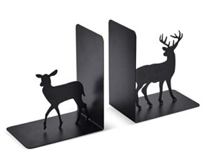 decorative metal deer bookends, bookends for shelves, book holders, book shelf organizer, desk organizer, heavy duty non-skid bookends, living room decor, home decor, creative gift