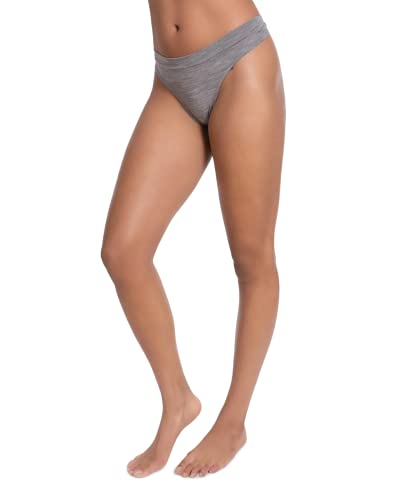 Woolly Clothing Women's Merino Wool Thong Brief - Ultralight - Wicking Breathable Anti-Odor - Grey size:Large