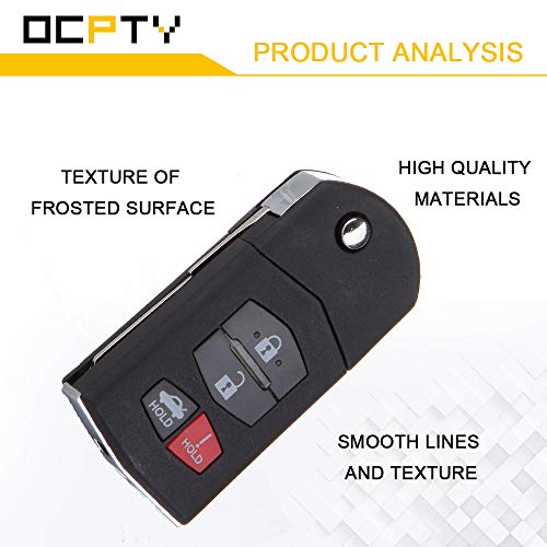 OCPTY 1 X Flip Key Entry Remote Control Key Fob Transmitter Replacement for 2005-2015 for Mazda 3 6 MX-5 Miata CX-7 CX-9 RX-8 for Mazda 2 for Mazda 5 KPU41788 4238A-41525 -4 Buttons 315Mhz