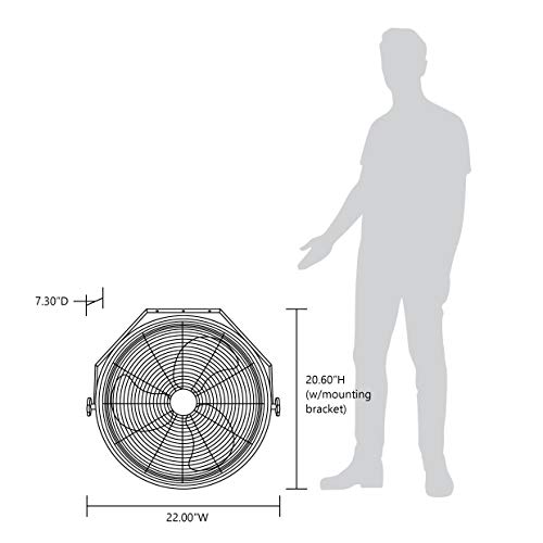 NewAir 20” Outdoor High Velocity Wall Mounted Fan with 3 Fan Speeds and Adjustable Tilt Head, NIF20WBK00