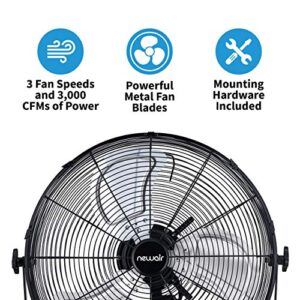 NewAir 20” Outdoor High Velocity Wall Mounted Fan with 3 Fan Speeds and Adjustable Tilt Head, NIF20WBK00