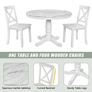 Harper & Bright Designs Dining Table Set - 5 Piece Round Dining Set with 4 Chairs Wood Dining Table Set