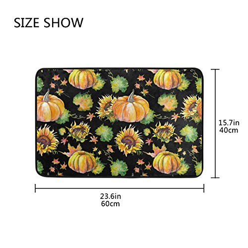 Indoor Doormat Front Door Mat - Autumn of Pumpkins Sunflowers Leaves Modern Non Slip Floor Mat for Kitchen Bathroom Toilet Inside Welcome Door Rugs