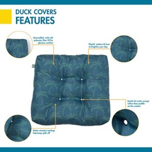 Duck Covers Water-Resistant 19 x 19 x 5 Inch Indoor Outdoor Seat Cushions, Blue Oasis Palm, 2-Pack