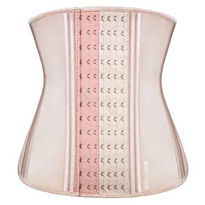 burvogue waist trainer for weight loss-women trimmer slimmer belt latex corset cincher body shaper (beige18-steel bones&extension buckle, xxxl(waist 37.7"-39.5"))